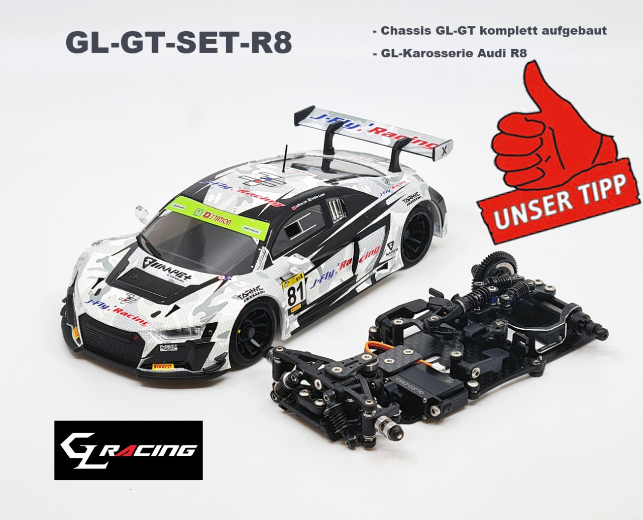 GL-Racing | GLRGT-SET-R8 | Chassis |GL-GT-SET-R8 (FAST Ready TO Run) - 98MM